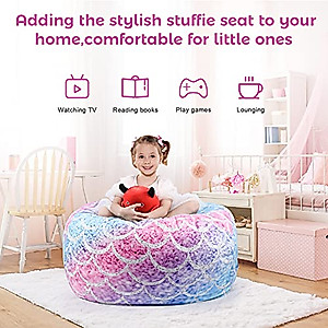 KABOER Bean Bag Cover for Kids,200L Stuffed Animal Storage Bean Bag Chair Cover |Stuffable Zipper Beanbag for Organizing Children Soft Plush Toys (32x29inch)