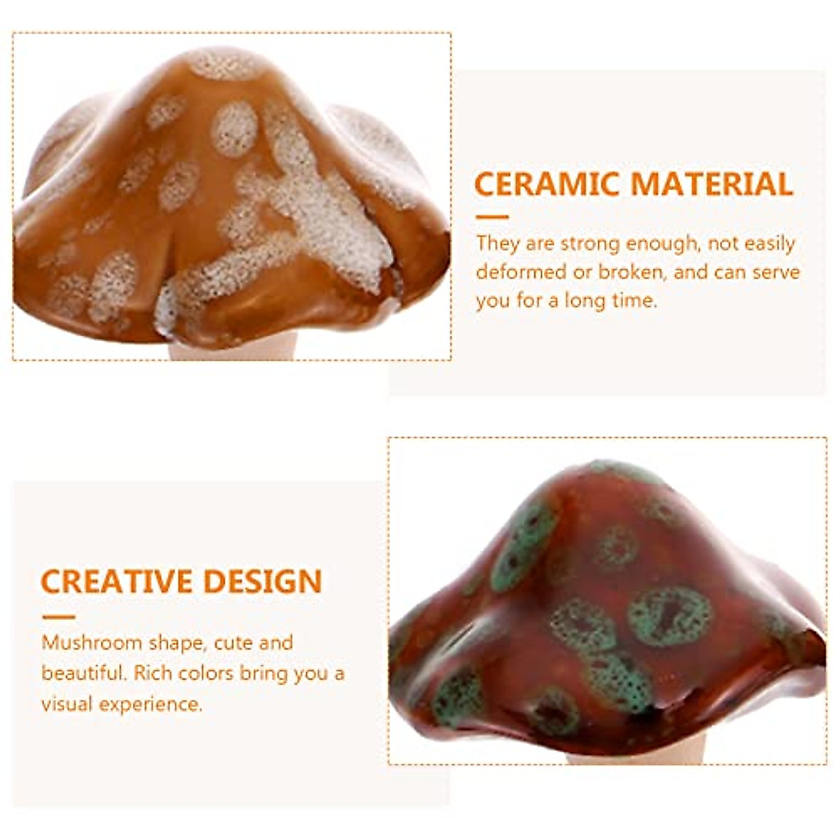 GANAZONO Glass Containers 4pcs Mushroom Ornament Vintage Ceramics Moss Mini Mushrooms