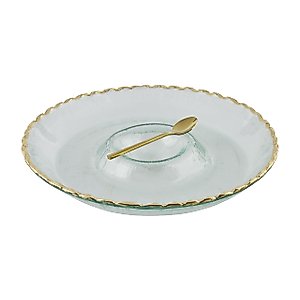 Mud Pie Glass Chip and Dip Set, Gold, 12.5" x 10.5"