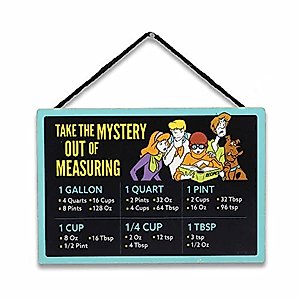 Open Road Brands Scooby-Doo Hanging Wood Measuring Sign - Take The Mystery Out of Measuring Conversion Chart for Kitchen