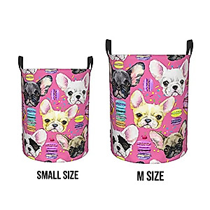 KiuLoam Cute French Bulldog 19.6 Inches Large Storage Basket Collapsible Organizer Bin Laundry Hamper for Nursery Clothes Toys