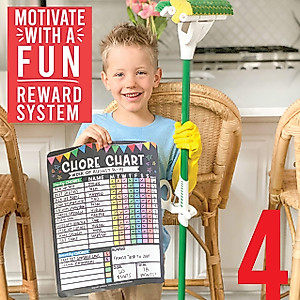 Hadley Designs Magnetic Chore Chart for Kids-12"x17" Reusable Dry Erase Responsibility Chart for Multiple Kids-Weekly Family Organizer with Reward System and Bonus Chore Guide