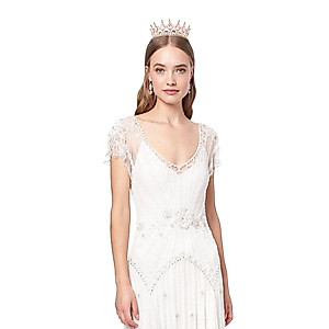 Crowns for Women, Vofler Queen Tiara Baroque Vintage Gold Pink Crystal Rhinestone Headband for Lady Girl Bridal Bride Princess Prom Birthday Wedding Pageant Prom Homecoming Halloween Costume Party