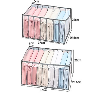 GRASARY Drawer Transparent Clothes Storage Box Home Compartment Organizer for Jeans, Pants, Closet, Socks Underwear, Bra (Grey and White) White 7Grid