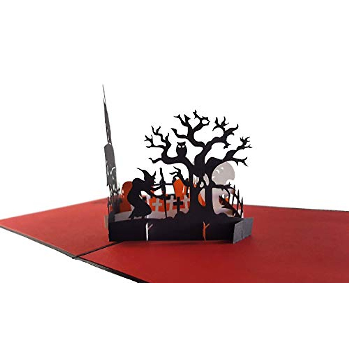 iGifts And Cards Trick or Treat Halloween 3D Pop Up Greeting Card - Cute Jack-O-Lantern, Pumpkin, Happy Birthday Gift, Haunted Mansion Hitchhiking Ghosts, Spooky Witch, Scary Owl, Chilling Cementery