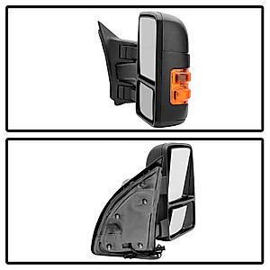 ACANII - Telescoping Manual Non Heat LED Signal Towing Mirror Passenger Side For 2008-2016 Ford F250 / F350 Super Duty