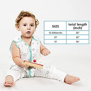 TILLYOU Toddler Sleeping Bag - 100% Cotton Toddler Wearable Blanket Sleep Sack Sleeveless Sleeping Bag TOG 0.5,Small Cloud,3T