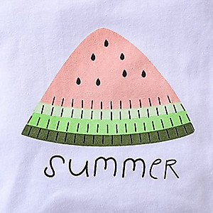 Aimaopao Toddler Baby Girls Summer Clothes Watermelon Print T-shirt Linen Short Sets With Belt Outfits for 1-5 Years Old (Watermelon Pink, 3-4T)