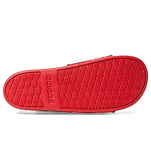 adidas Women's Adilette Comfort Slides Sandal, White/White/Better Scarlet, 7