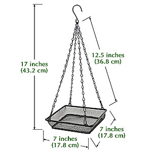 Gray Bunny Hanging Bird Feeder Tray 2 Pack | Durable Steel Hanging Platform Birdfeeder Dish with 7 x 7 in Tray