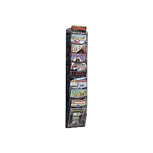 Safco Onyx Mesh Magazine Holder, Display Rack with 10 Pockets, Brochure Organizer, Commercial-Grade Steel Construction, Black