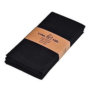 Urban Villa Solid Slub Set of 4 Dinner Napkins (20X20 in) Cotton Everyday Use Premium Quality Over Sized Cloth Napkins with Mitered Corners Ultra Soft Durable Hotel Quality (Black) Halloween