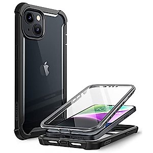 i-Blason Ares Designed for iPhone 14 Plus Case 6.7 inch (2022 Release), Dual Layer Rugged Clear Bumper Case with Built-in Screen Protector (Black)
