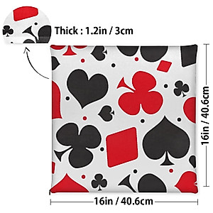 Seat Cushion Playing Card Pattern Memory Foam Chair Cushion Soft Washable Comfortable Chair Pad Squared Seat Cushion with Zipper for Kitchen Office Sofa Home Chair