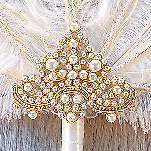 Abaodam Fan Bridal Bouquets for Bride Ostrich Peacock Middle East White Lupine