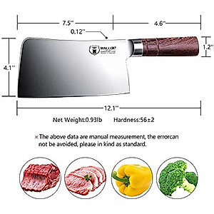 WALLOP Bone Chopper - 7.5 inch Meat Cleaver Knife Bone Chopping Knife Chinese Chef Knife Butcher Knife, German Stainless Steel Ergonomic Wenge Wood Handle for Home Kitchen or Restaurant