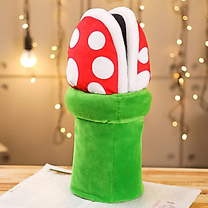 LIN&BABAY Piranha Plants Plush Slippers for Women Men Cute Cartoon Cotton Shoes with Green Pipe Pot Holder Valentine's Day Gifts (Piranha Plants)