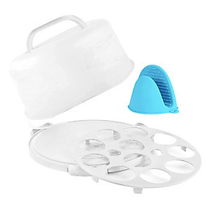 Cake Carrier With Lid and Handle – 3 In 1 Multipurpose Cake Storage Container Hold Upto 11 Cupcakes, 10 Inched Cake & 5 Section Serving Tray for Snacks & Fruit – Cake Holder With Mittens