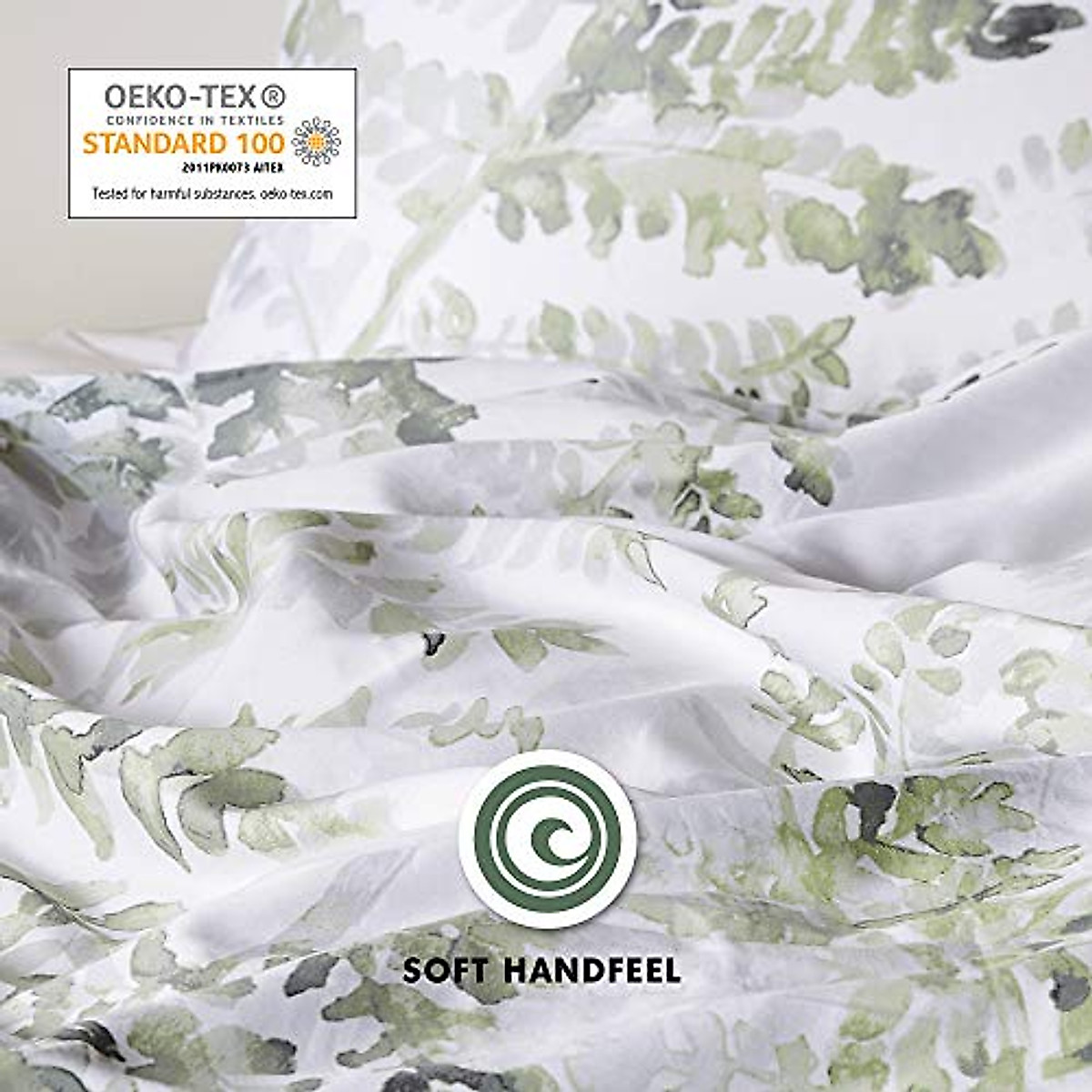 Intelligent Design Reversible 100% Cotton Sateen Duvet-Breathable Comforter Cover,Modern All Season Bedding Set with Sham(Insert Excluded),Judith,Palm Leaf GreenFull/Queen(90"x90")