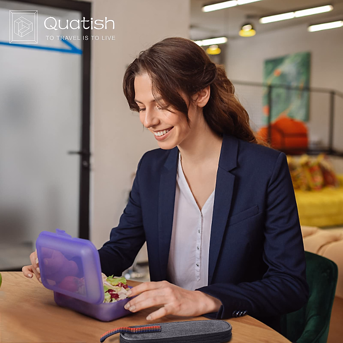 Travel Utensils with Case, Quatish Portable Silverware Set for Work, Stainless Steel Reusable Travel Cutlery Set, Fork and Spoon Set for Camping, Picnic, Gadgets, Lunch Box for Men, Gold