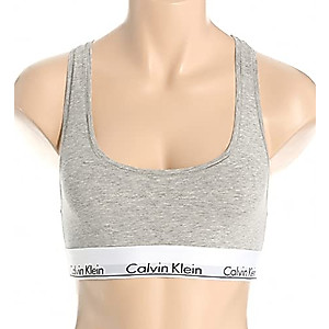 Calvin Klein Women's Modern Cotton Unlined Wireless Bralette, Grey Heather, Small