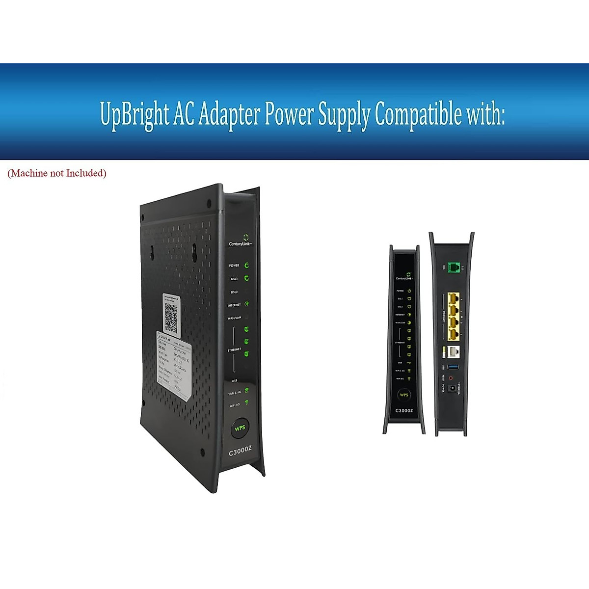 UpBright 12V AC/DC Adapter Compatible with CenturyLink Zyxel C3000Z Century Link Wireless WiFi Modem Router UMEC UP0251M-12PA UP0251M12PA 12VDC 2A DC12V 2000mA 12.0V 2.0A Power Supply Cord Charger PSU