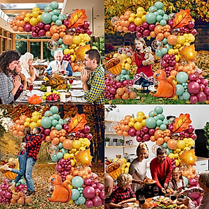 163Pcs Fall Balloon Garland Arch Kit Burnt Orange Wine Red Sage Green Mustard Yellow Balloons for Thanksgiving Autumn Birthday Fall Little Pumpkin Baby Shower Party Decorations
