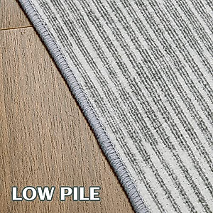RUGSREAL Large Modern Geometric Thin Flat Area Rug Machine Washable Area Rug Low Pile Contemporary Carpet Non Slip Area Rug for Living Room Bedroom Home Office, 8' x 10' Grey