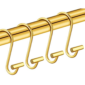 CHICTIE Gold Shower Curtain Hooks Rings, Decorative Shower Curtain Rings for Bathroom Shower Rod, Set of 12 Premium Rust-Resistant Metal Shower Hooks Hangers T Shaped Design