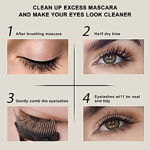 Docolor Eyelash Comb Eyelash Separator Tool Mascara Applicator Eyelash Brush Lash Separator Tool Comb Arc Designed Cosmetic Brushes Tool, with Comb Cover (Black)