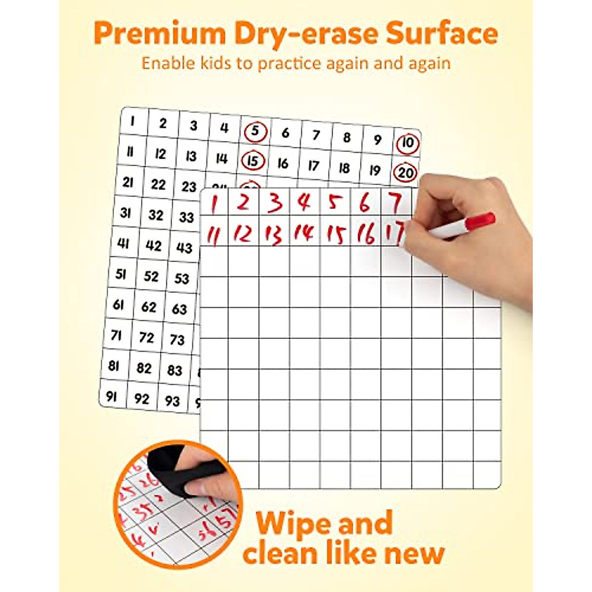 Coogam Wooden Math Hundred Board 1-100 Numbers Learning Educational Toys Colorful Montessori Counting Board Game for Preschool 3 4 5 Year Old Boys Girls