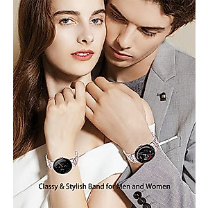 San Jeirie Stainless Steel Bands Compatible for Google Pixel Watch Band,Solid Metal Replacement Wristband Strap for Men Women(Rose Gold)