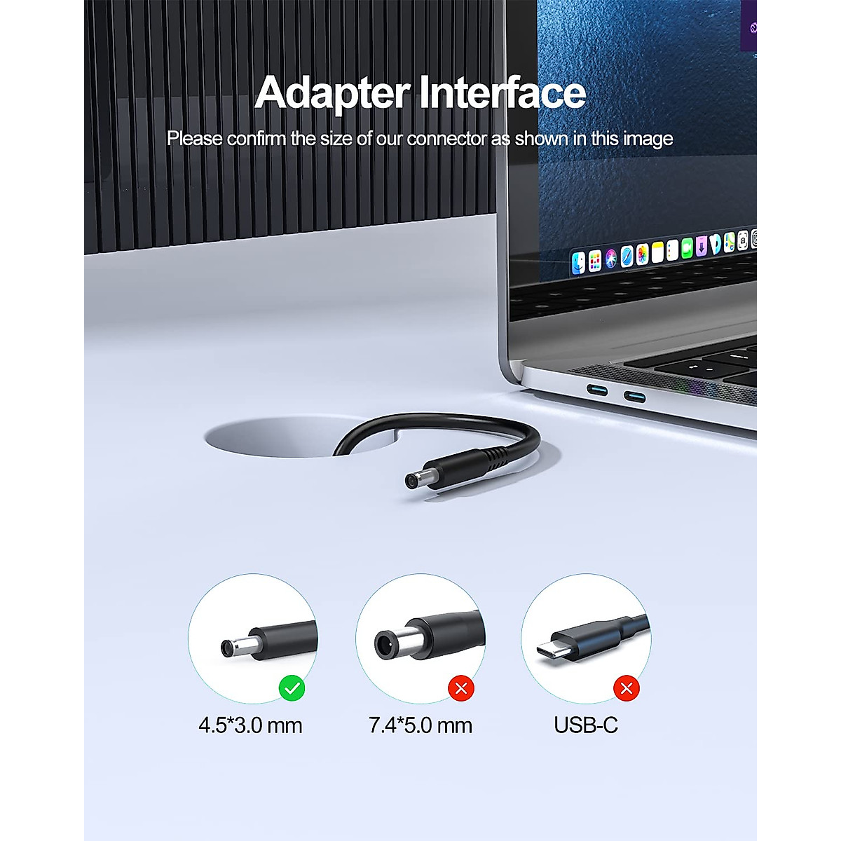 65W 45W Replacement AC Charger Fit for Dell-Latitude 3510 3410 3500 3400 3390 3490 3590 3420 3520 Laptop Power Supply Adapter Cord