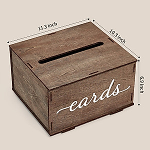 JackMa Easy DIY Assembling Rustic Wooden Card Box for Wedding Gifts & Greeting Cards, Bridal Shower, Baby shower Graduation Party, Gift Card Holder with Lid and Slot