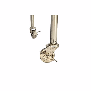 Creative Co-Op Art Deco Oval 2-Tier Bar Cart with Wheels, Antique Silver Finish