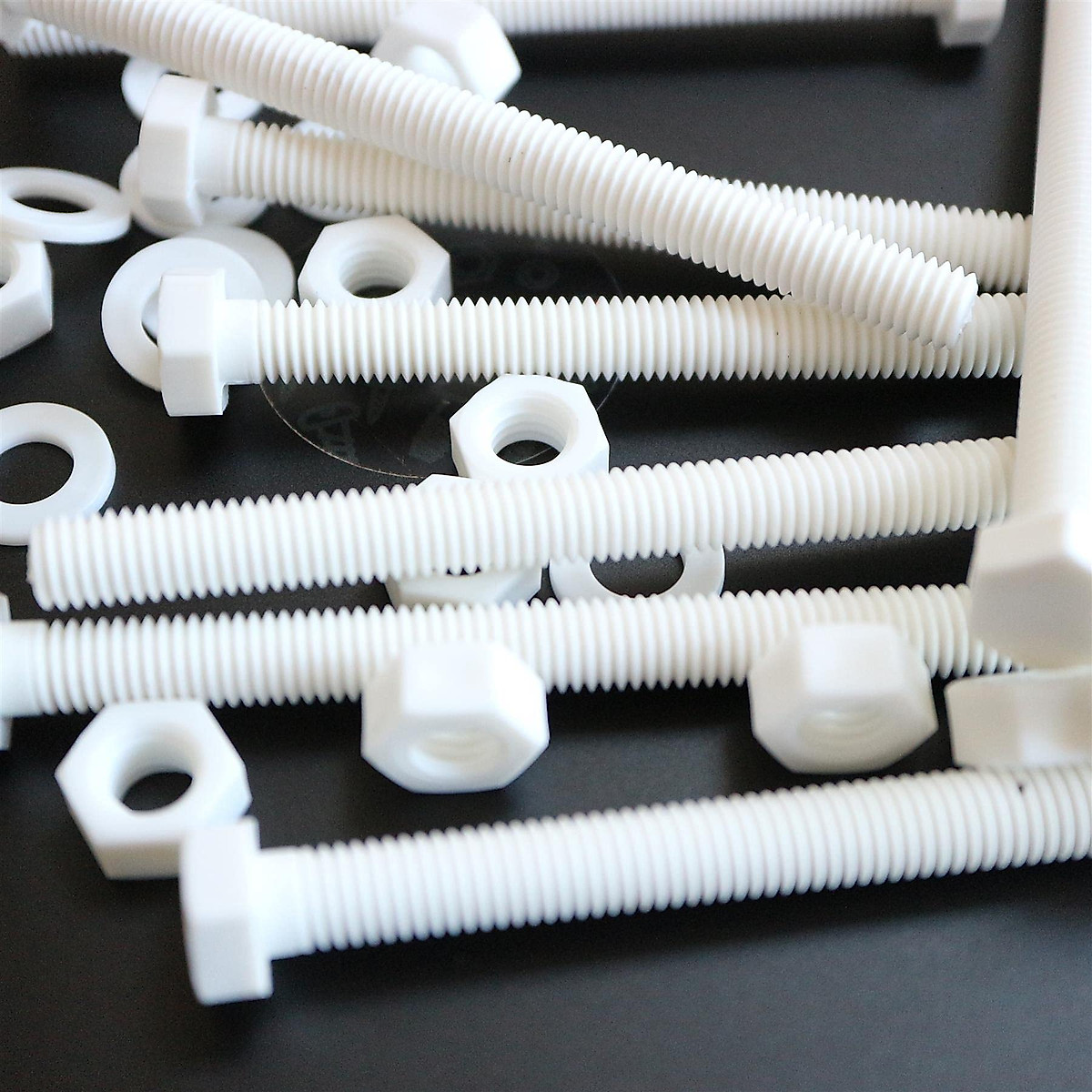 10 x White Hexagon Head Screws Polypropylene (PP) Plastic Nuts and Bolts, Hex Head, Washers, M8 x 100mm, Fastener, Anti-Corrosion, Chemical Resistant, (5/16 x 3 15/16 in)