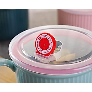 WHJY 30oz Ceramic Bowl with Lid and Handle for Soup and Instant Noodles Soup Mug, Modern Simple Style, with Heat Preservation Handle - Blue