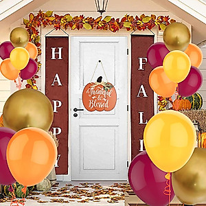TKEJZu 80 Pcs 12 Inch Fall Balloons Orange Burgundy Lemon Yellow Metallic Gold Latex Balloons Harvest Festival Decoration for Autumn Theme Party, Weddings, Engagement, Baby Shower, Birthday Parties
