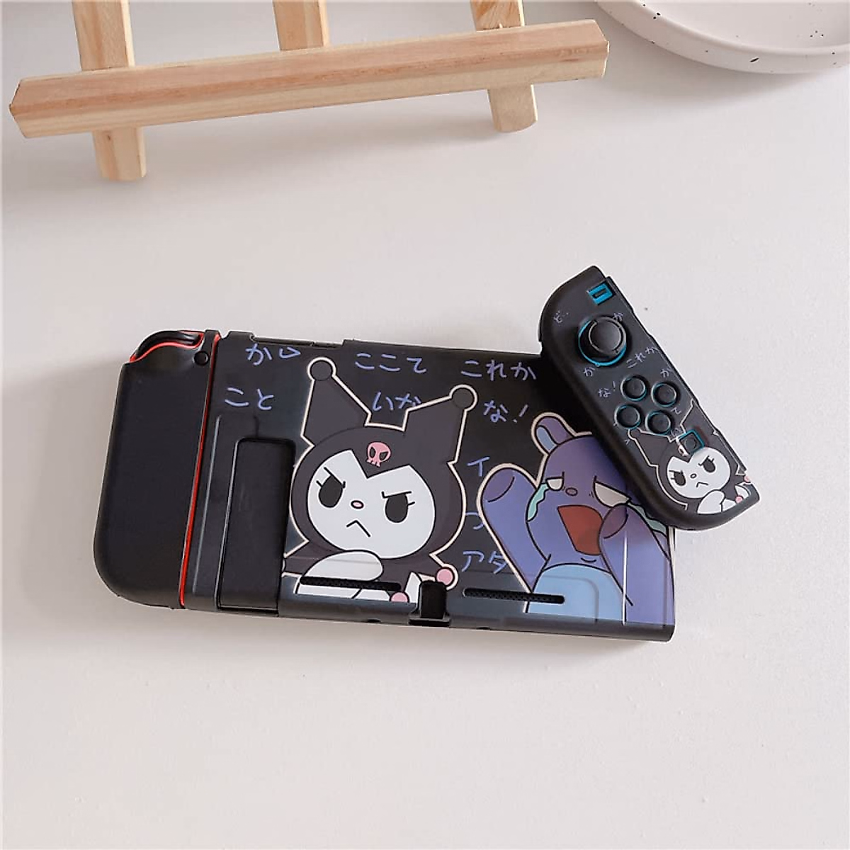 ENIFLY Cute Soft Shockproof Kuromi Dockable Cover Case Compatible with Nintendo Switch, Durable Scratch Resistant Shell for Joycon, Silicone Protective Skin Set