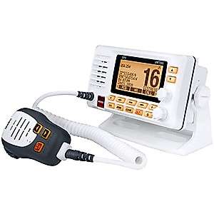 Uniden UM725G Marine VHF Radio, All USA, Canada, and Intl. Marine Channels, 1Watt/25Watt Transmit Power, Largest LCD Screen in Class, NOAA Weather Channels w/Alerts, Speaker Mic, GPS Built-in.