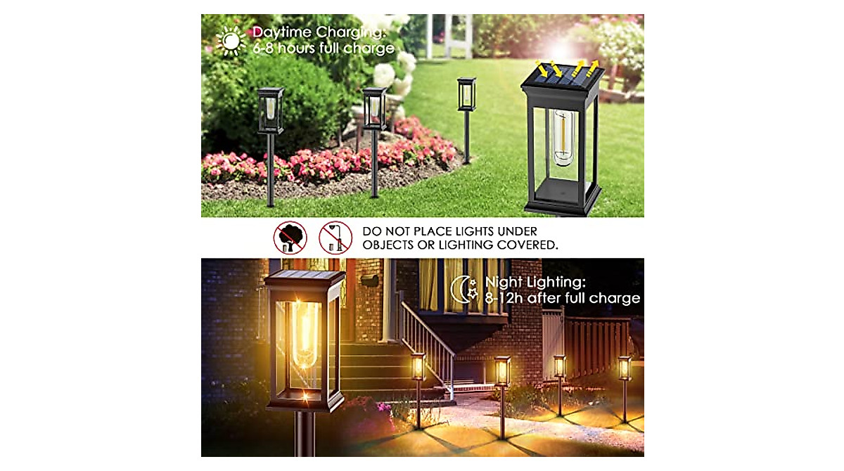 UBright Solar Outdoor Lights 6 Pack - Waterproof Garden Pathway Lights