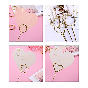 Bairdish 30 Pcs Gold Metal Floral Place Card Holder, 13.4 Inch Hearts Clip Flower Card Holder, Gift Card Tree Bouquet Stands for Diy Cake Vase Photos Wedding Party Birthday Table Number Holders