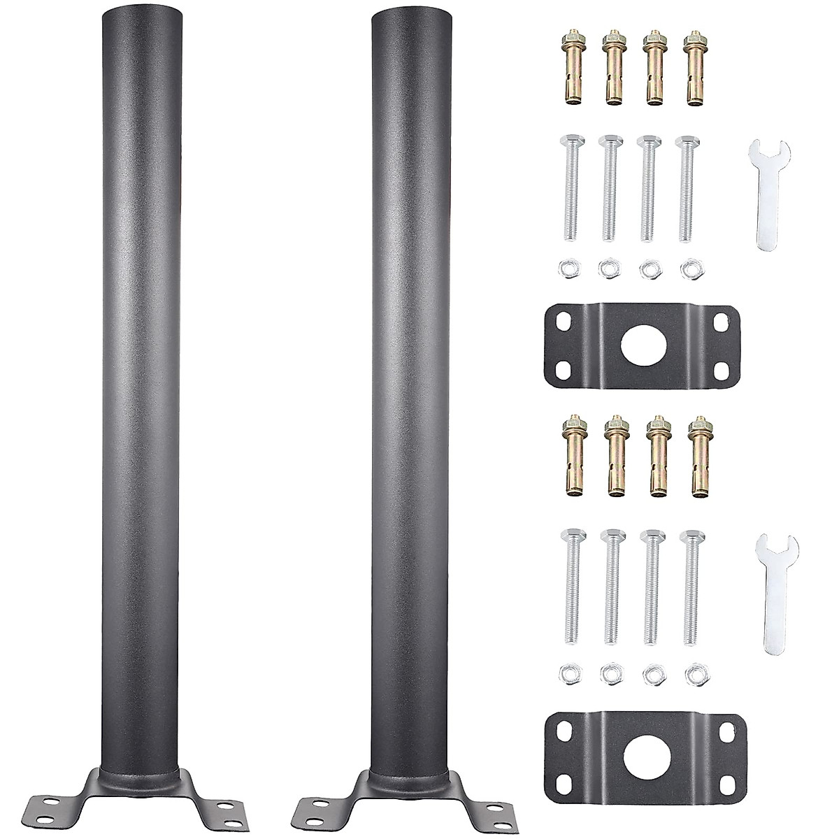 LERMITY Black Mounting Pole Pick Arm for Solar Street Light Metal LED Light Mounting Bracket (2 Pack)