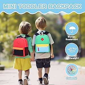 Toddler Backpack, 12'' Preschool Mini Backpack for Small Kids Boys and Girls 1-4 years old Kindergarten Small Bookbag with Chest Buckle and Reflective Strip,Green and Blue