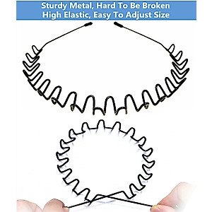 bodbop Metal Hair Band for Men Headband Women Bands Unisex Black Wavy Spring Outdoor Sports Headbands Men's Hoop Clips Accessories Simple Elastic Non Slip Head Headwear