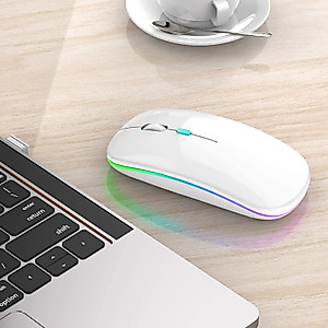 Neises LED Wireless Mouse,Wireless Mouse for MacBook Air/MacBook Pro/Mac/Laptop/MacBook/iPad,Bluetooth Mouse for MacBook Air/Pro/Mac/ipad/ipad pro/OS 13 and Above (White)