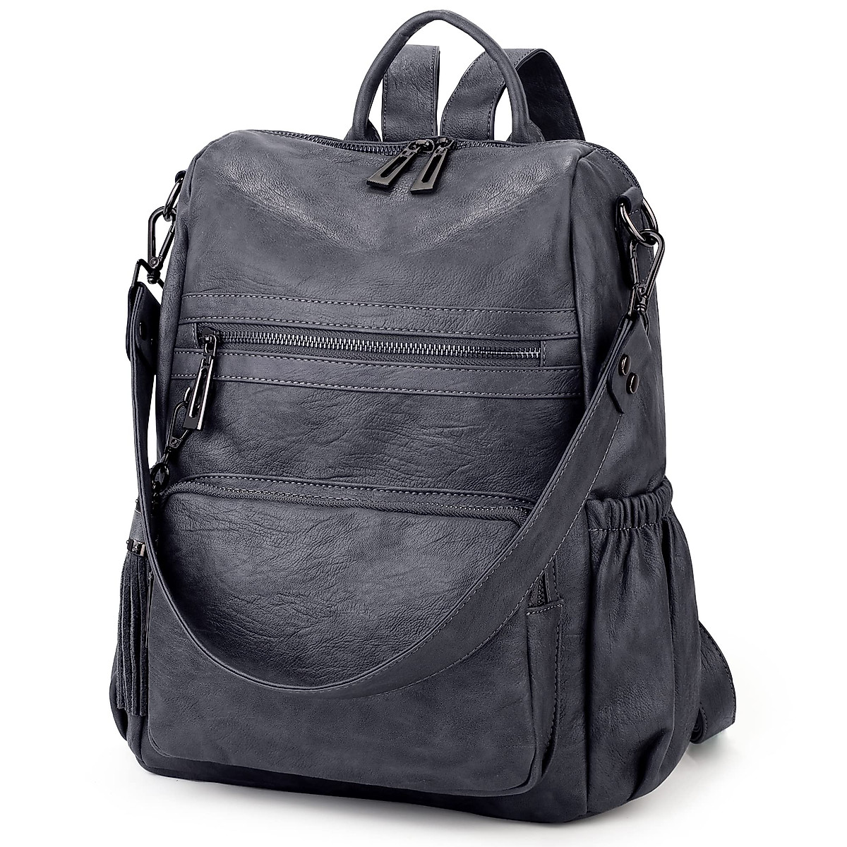 UTO Women Backpack Purse Leather Vegan Ladies Fashion Designer Rucksack Convertible Travel Shoulder Bag with Tassel