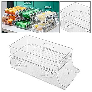 Bothyi Automatic Can Holder, Drinks Beer Cans Storage, Foldable Auto Rolling Drink Organizer, Clear Fridge Storage Organiser for Cabinet, Cupboard