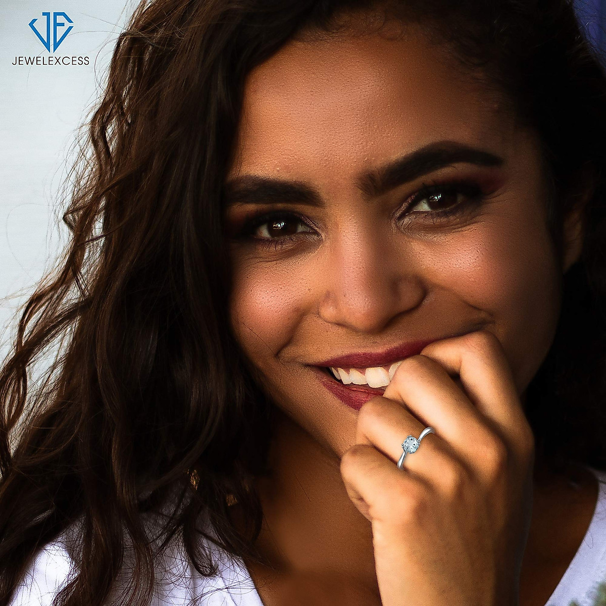 JEWELEXCESS Aquamarine Ring March Birthstone Jewelry – 0.40 Carat Aquamarine Sterling Silver Ring Jewelry– Gemstone Rings with Hypoallergenic Sterling Silver Band