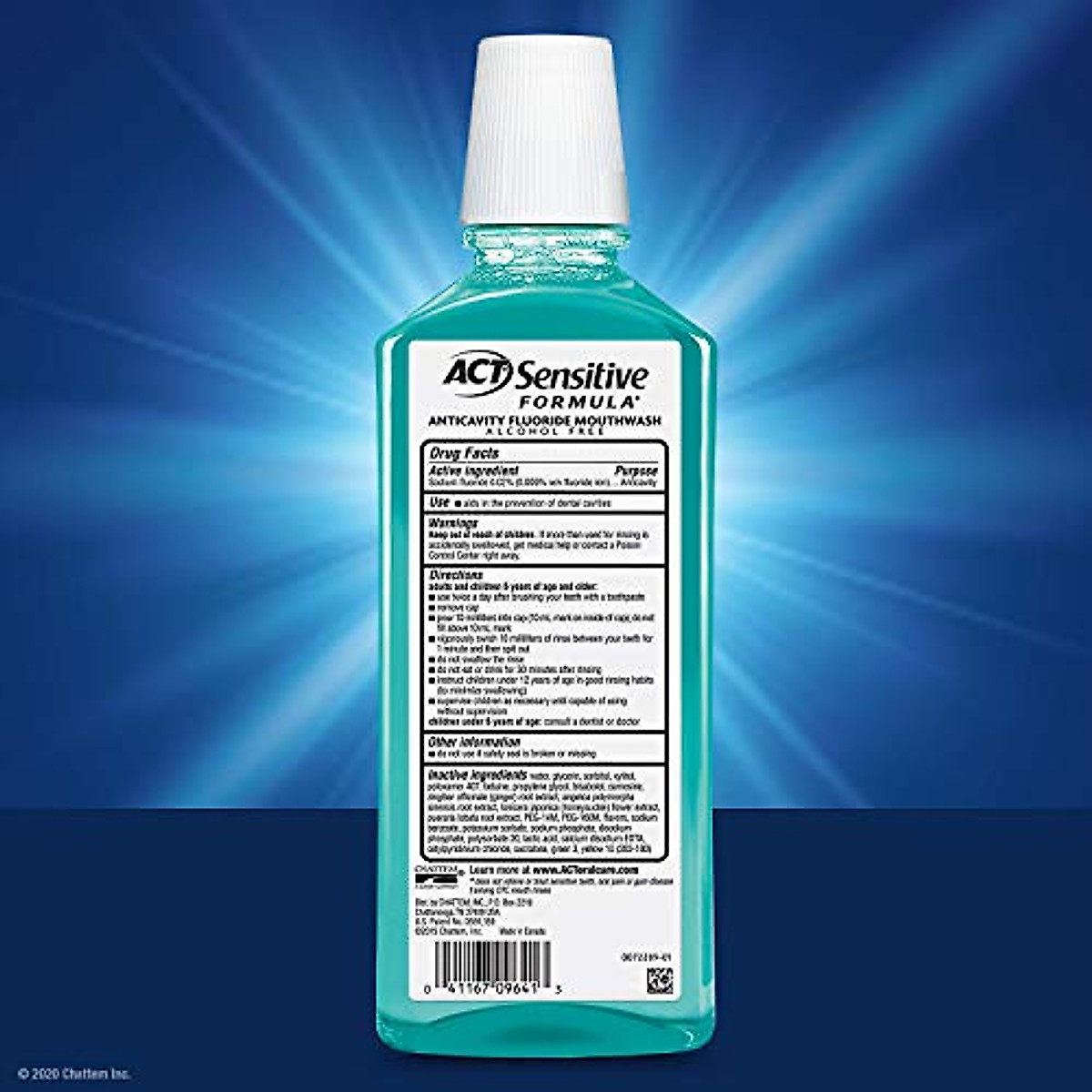 ACT Total Care Sensitive Formula Mouthwash 18 fl. oz. Anticavity Mouthwash With Fluoride, Mint